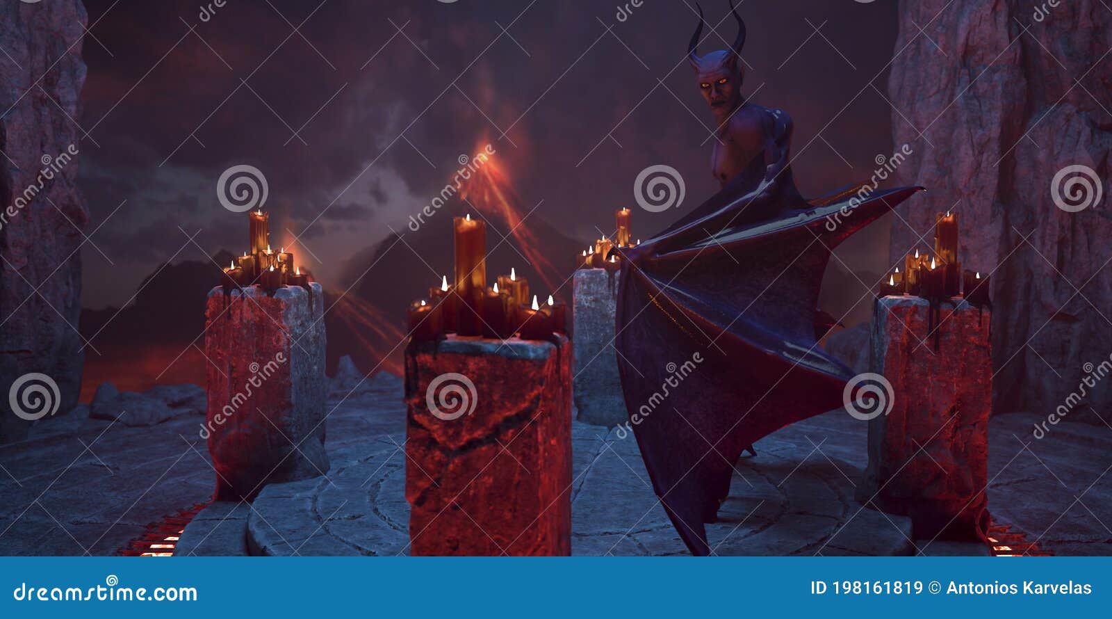 Fallen angel satan in hell stock illustration. Illustration of angel ...