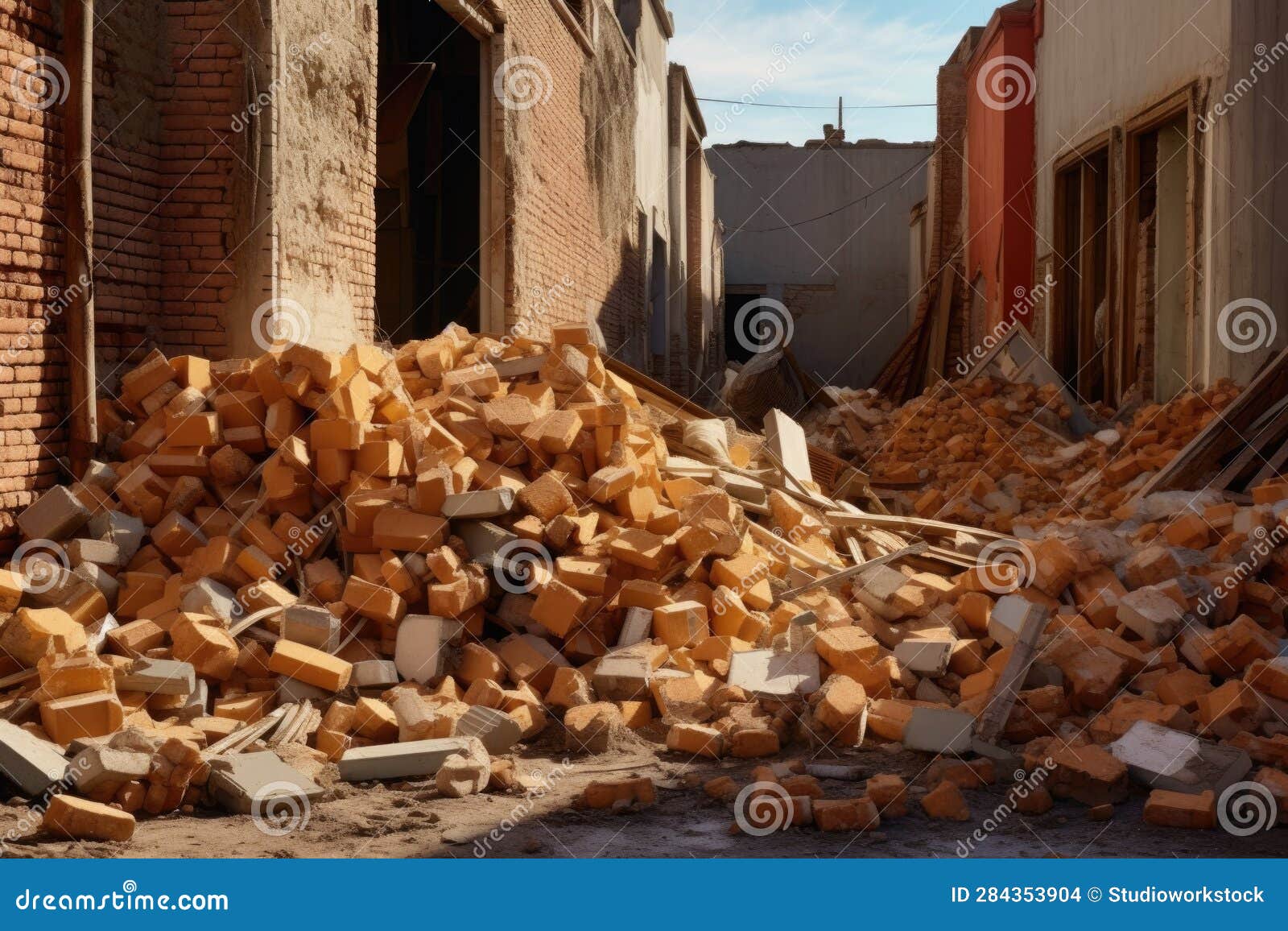 Destroyed Wall Of Concrete Structure. Concept Of Escape To Freedom. 3d ...