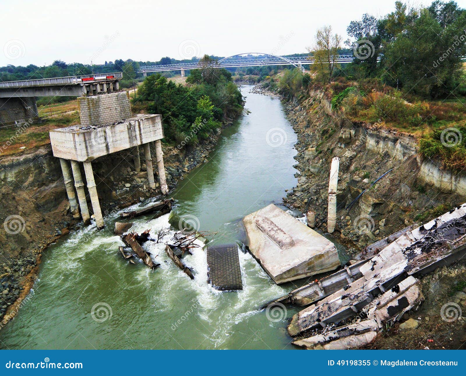 Fallen bridge stock image. Image of river, horizon, bridge - 49198355