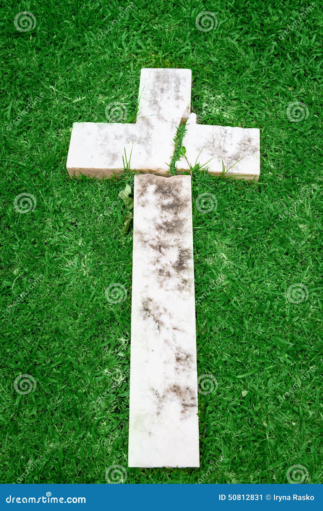 Fallen and Broken Down Marble Cross Stock Image - Image of calm ...