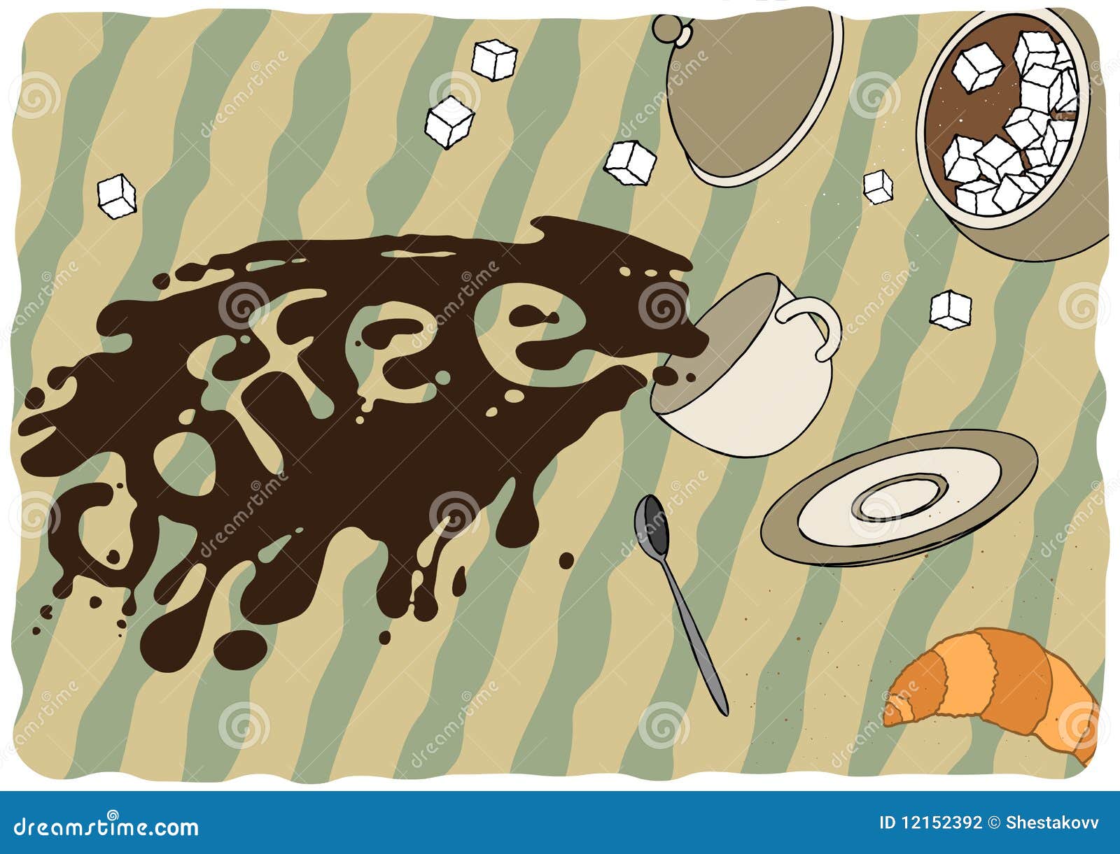 Fallen cup of coffee stock illustration. Illustration of spill - 12152392