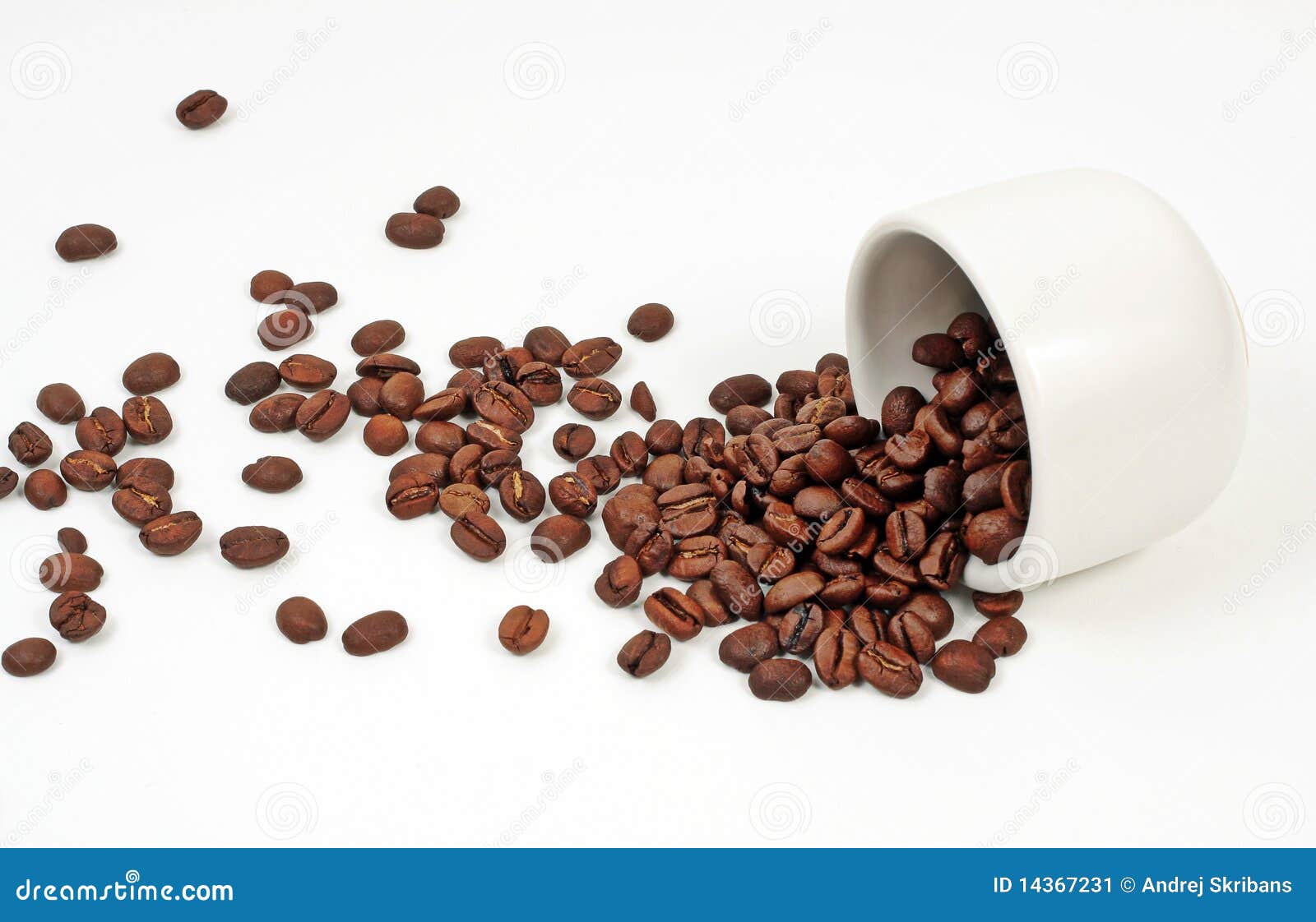 Fallen Cup with Coffee Beans Scattered Stock Image - Image of abstract ...