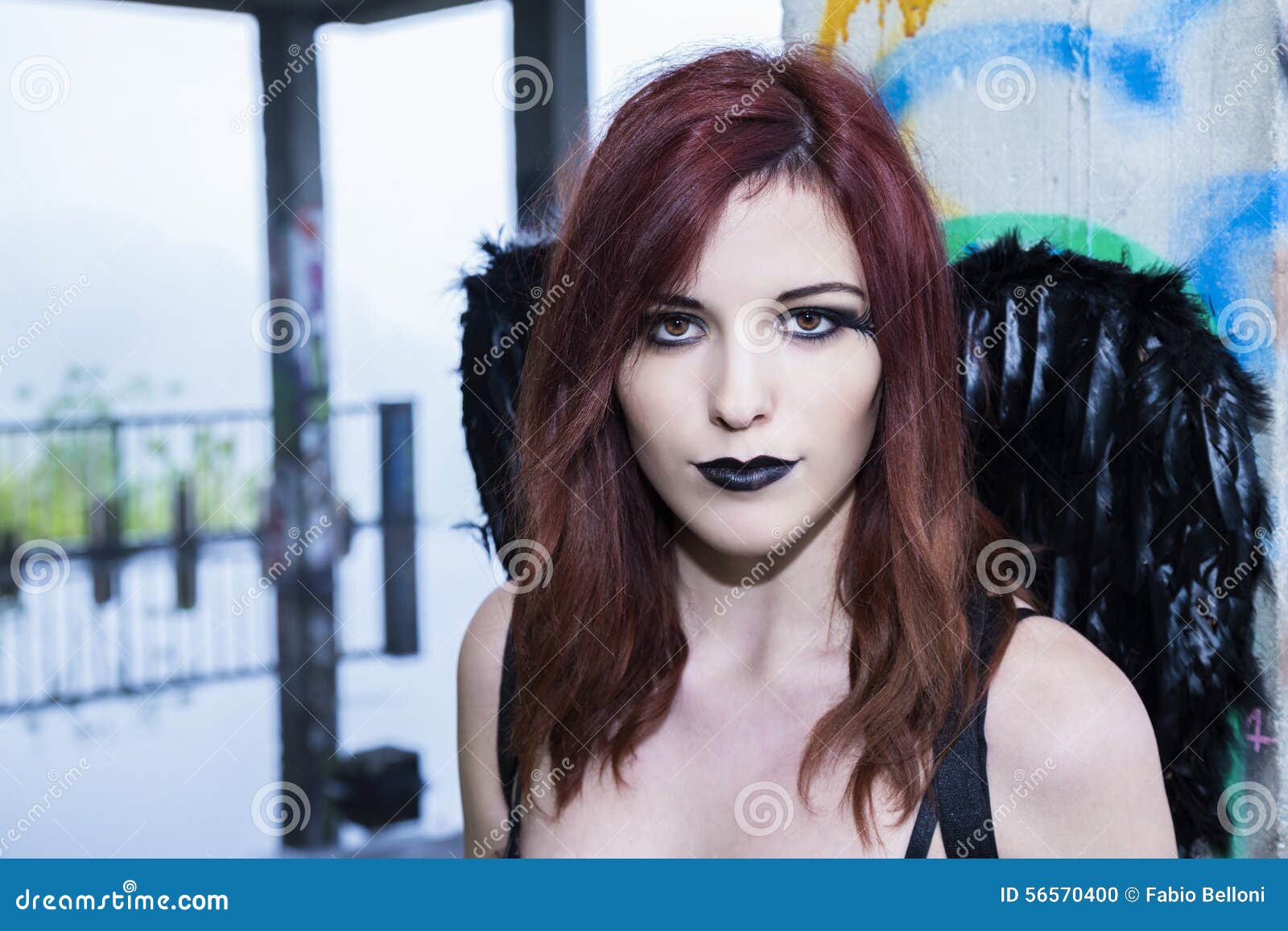 Fallen Dark Angel stock photo. Image of female, person - 56570400