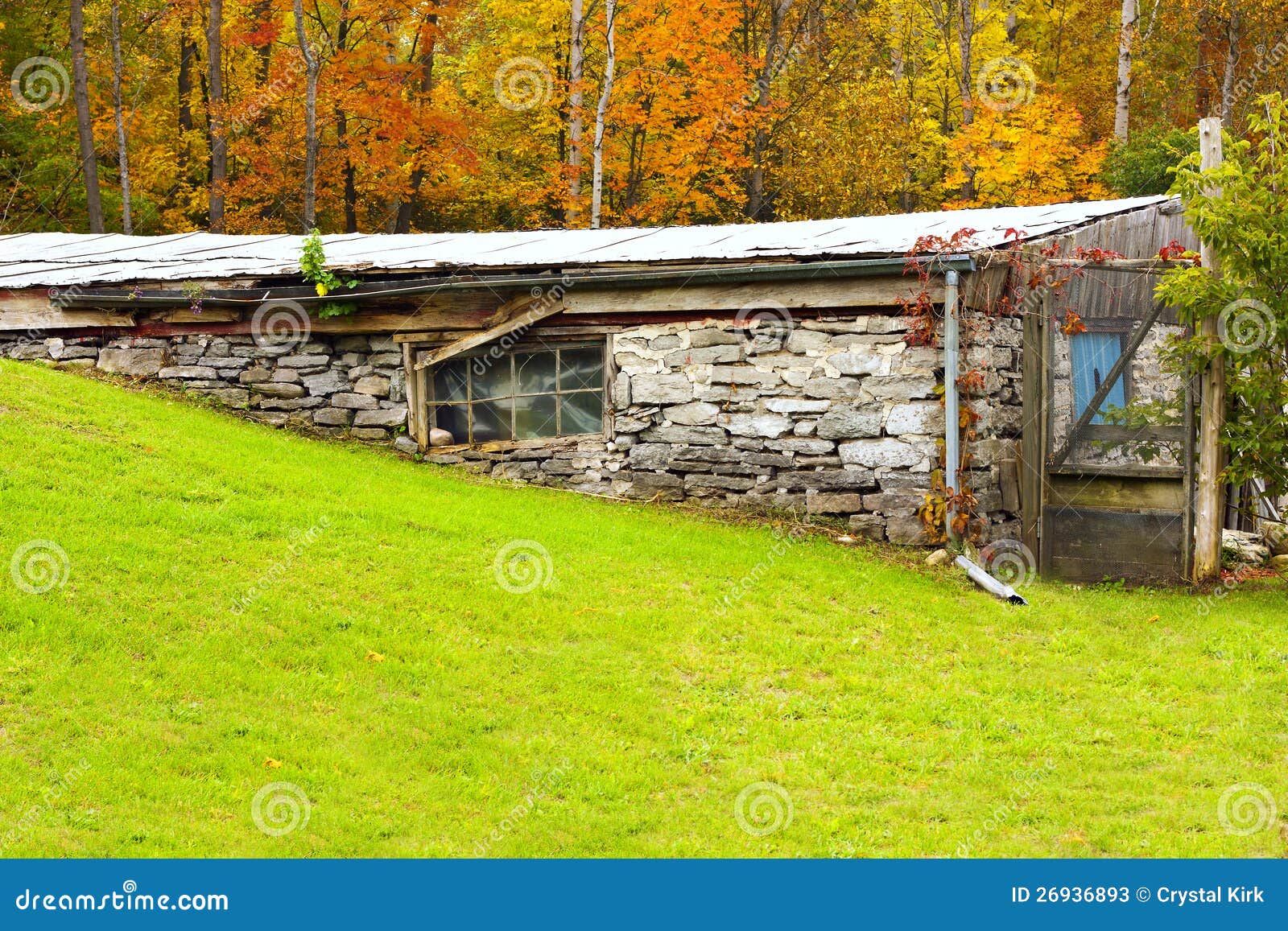 Fallen down barn in fall stock image. Image of lawn, broken - 26936893