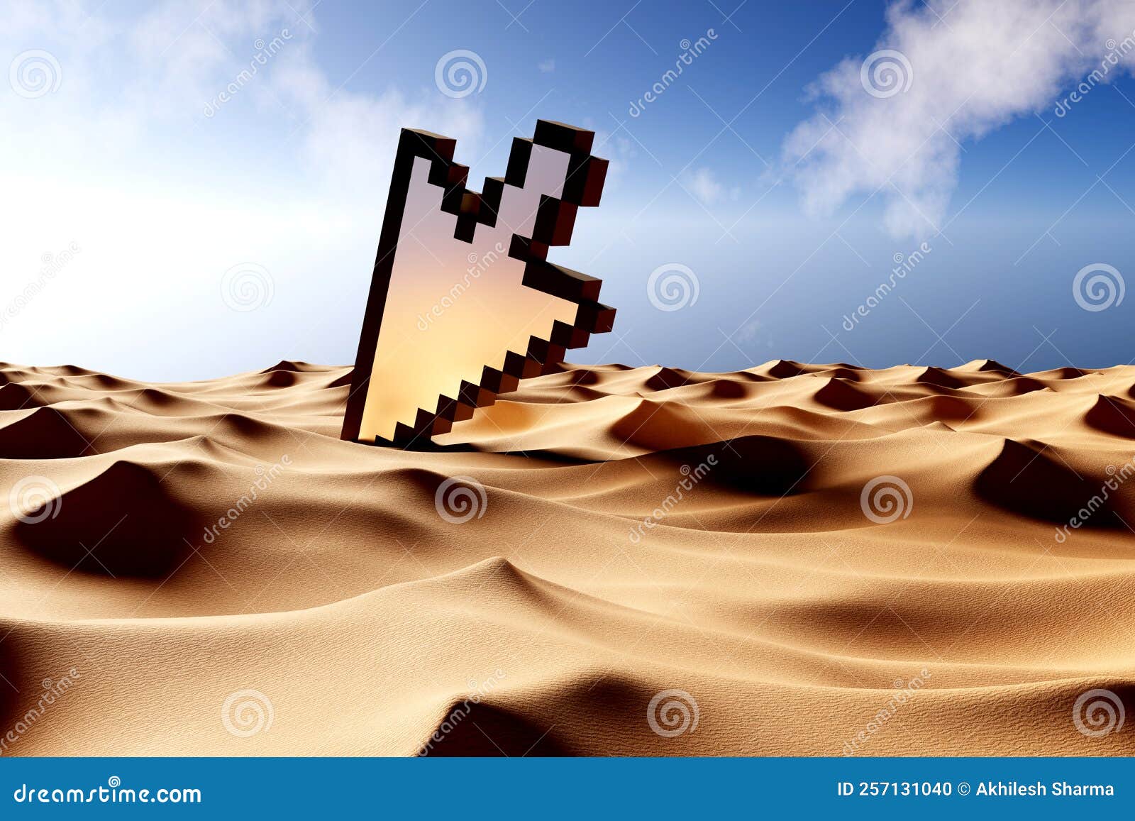 Fallen Down Error Crashed Computer Mouse Cursor Pixel Pointer in Desert ...