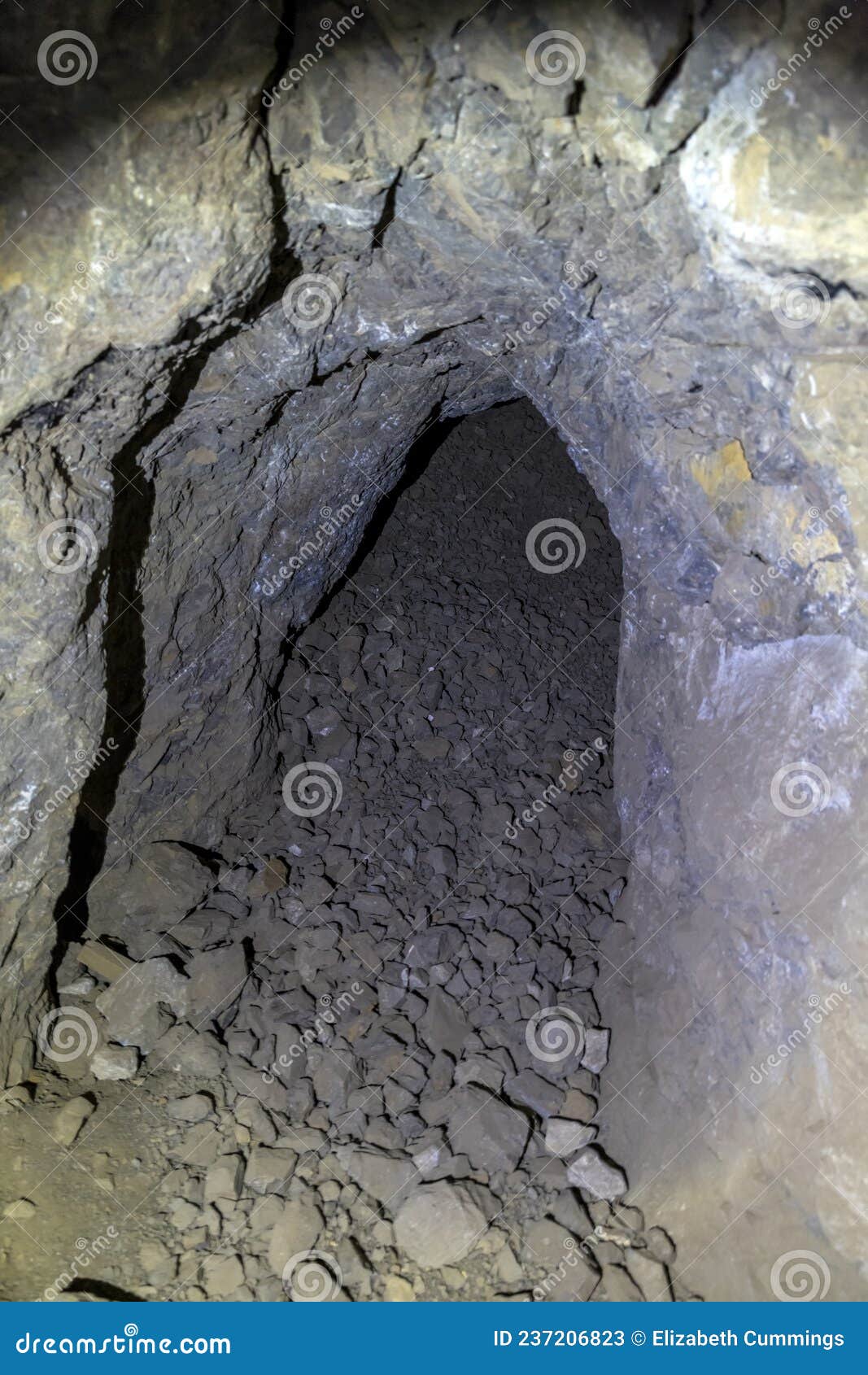 Fallen Down Rubble Fills the Shaft of an Old Mine Tunnel Stock Image ...