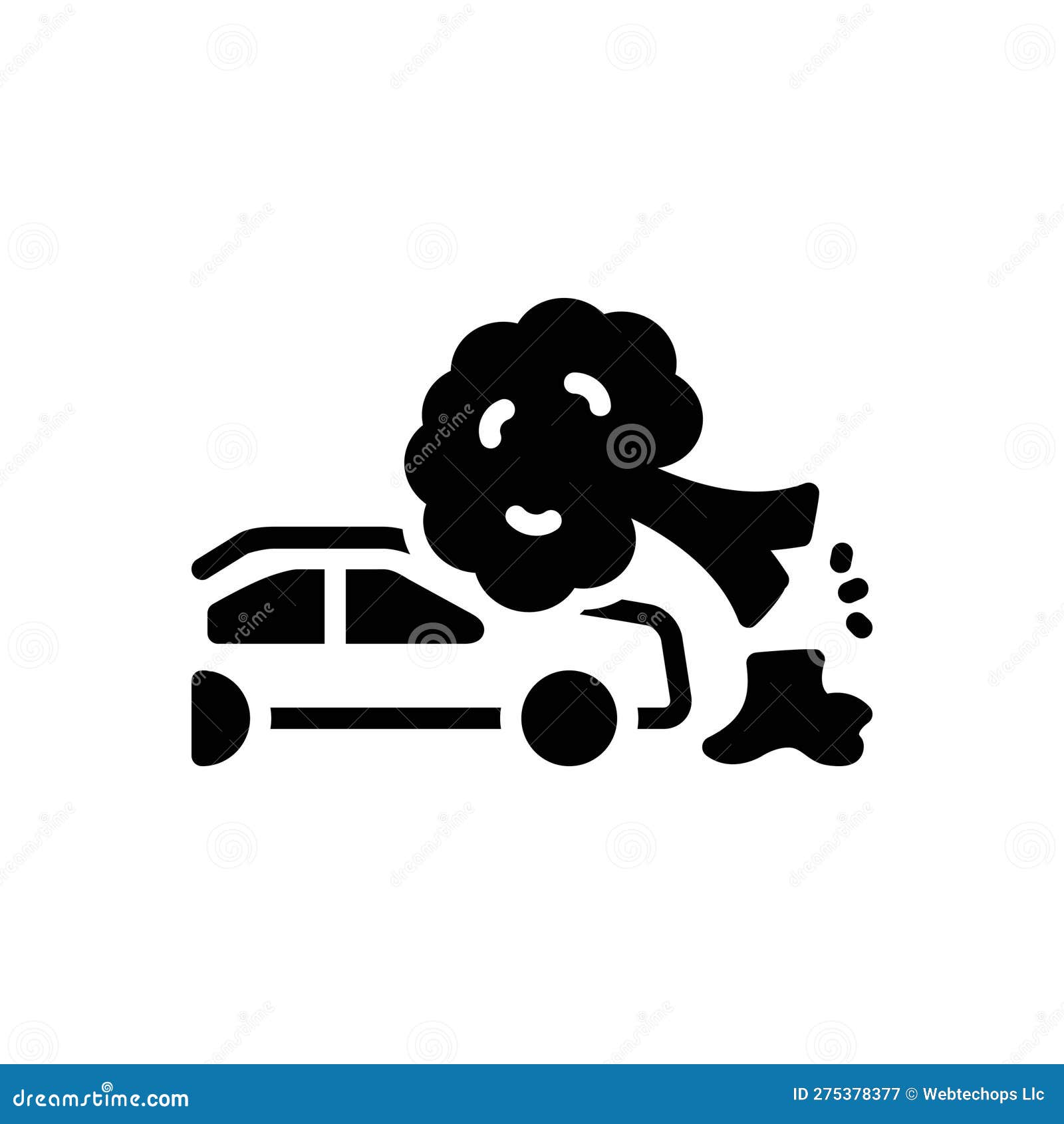 Black Solid Icon for Fallen, Car and Crash Stock Vector - Illustration ...