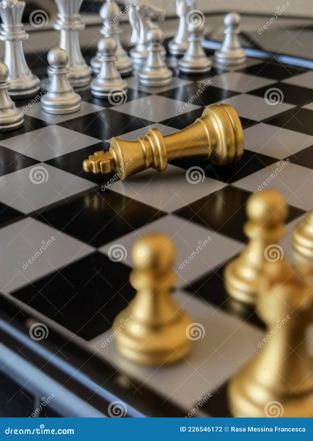 Fallen Golden King Chess Piece Stock Photo - Image of golden, games ...