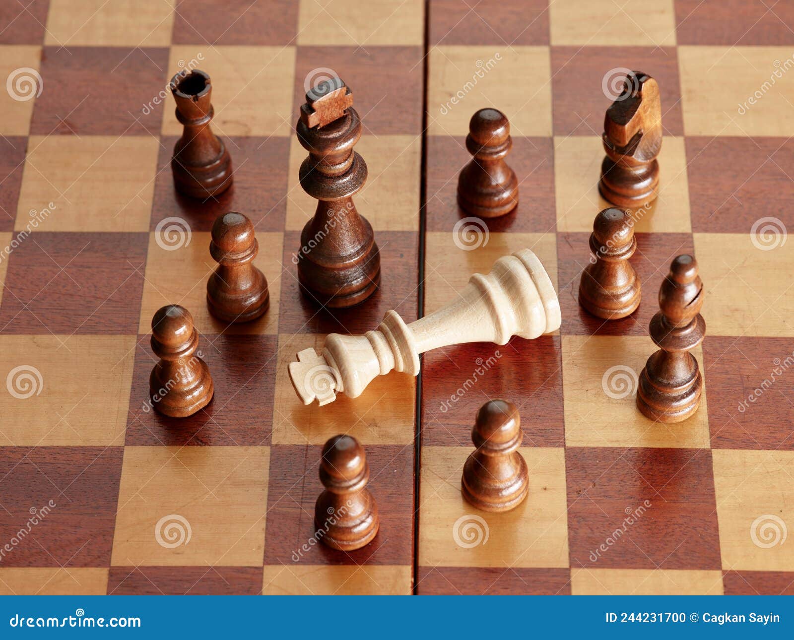 Fallen King is Surrounded by the Rival Chess Pieces Stock Photo - Image ...