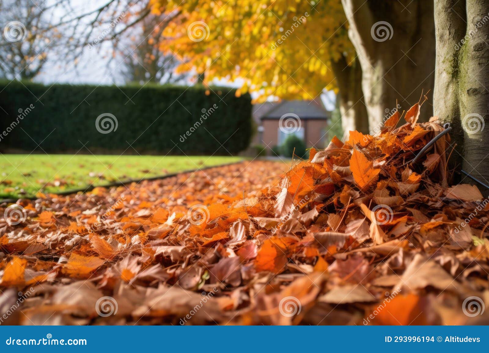 Fallen Leaves Being Cleared Around a Planted Tree Stock Photo - Image ...