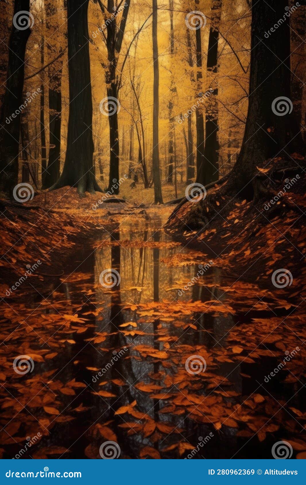 Fallen Leaves on the Ground in a Tranquil Forest Stock Image - Image of ...