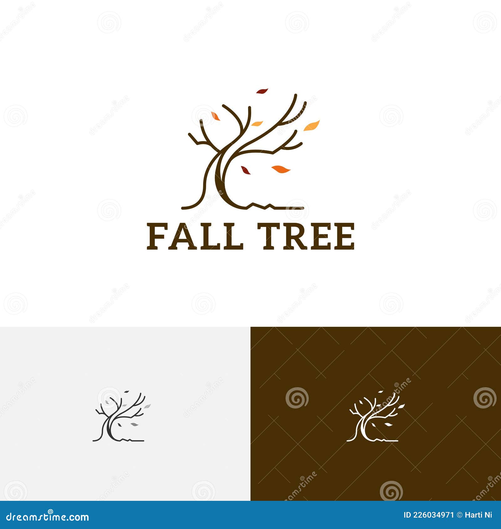 Fallen Leaves Tree Autumn Fall Season Nature Logo Stock Vector ...