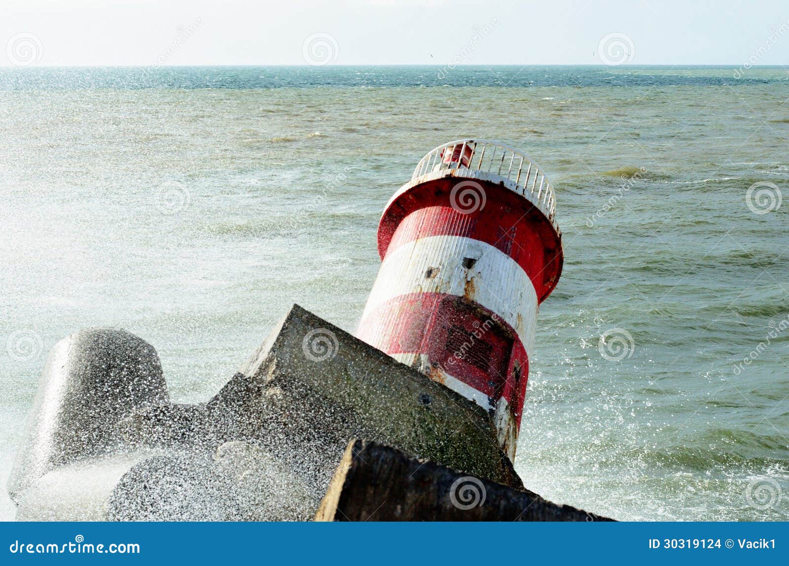 Fallen lighthouse Nazare stock photo. Image of island - 30319124