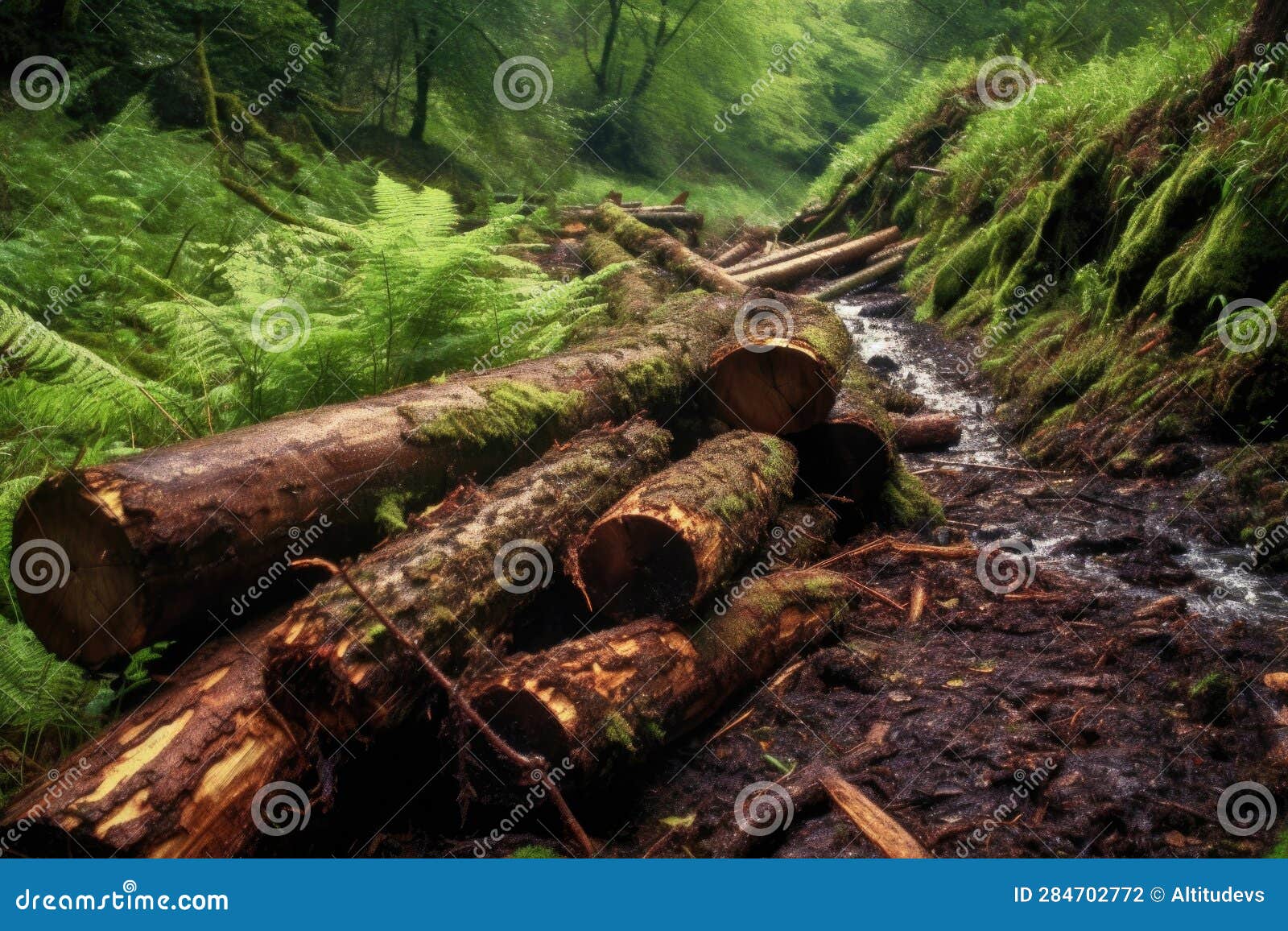Fallen Logs with Visible Beetle Infestation Stock Illustration ...