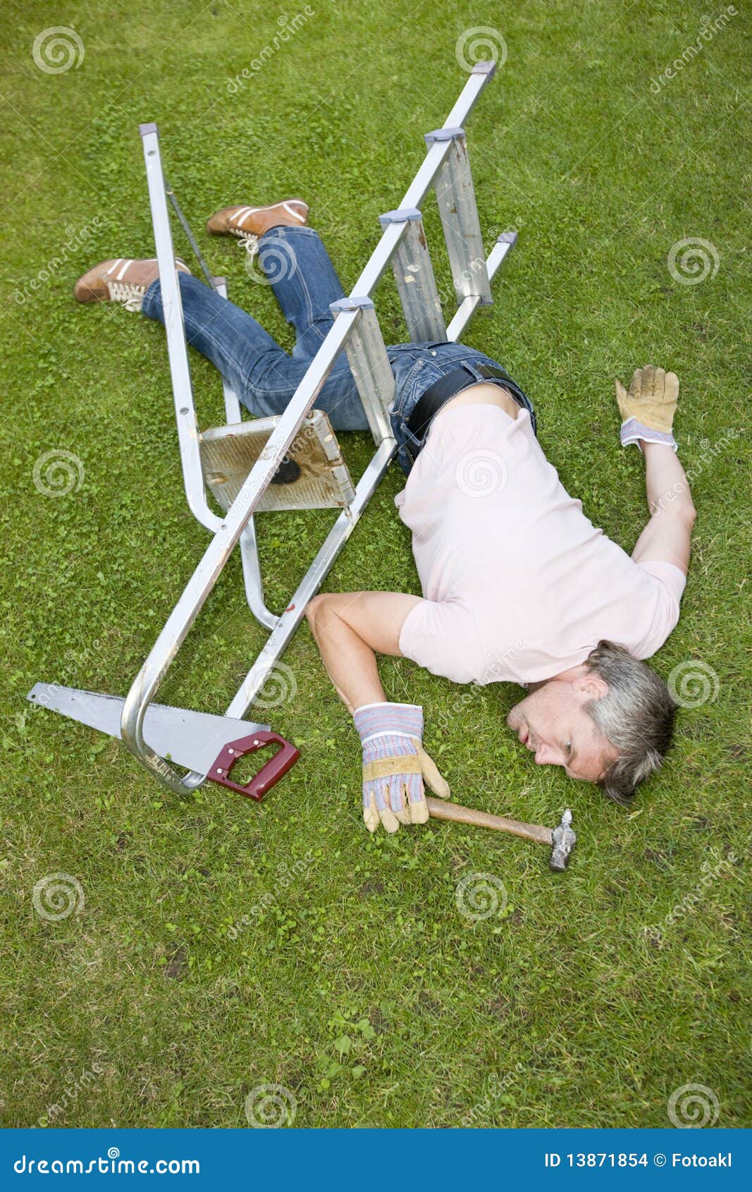 Fallen man in garden stock photo. Image of balance, grey - 13871854