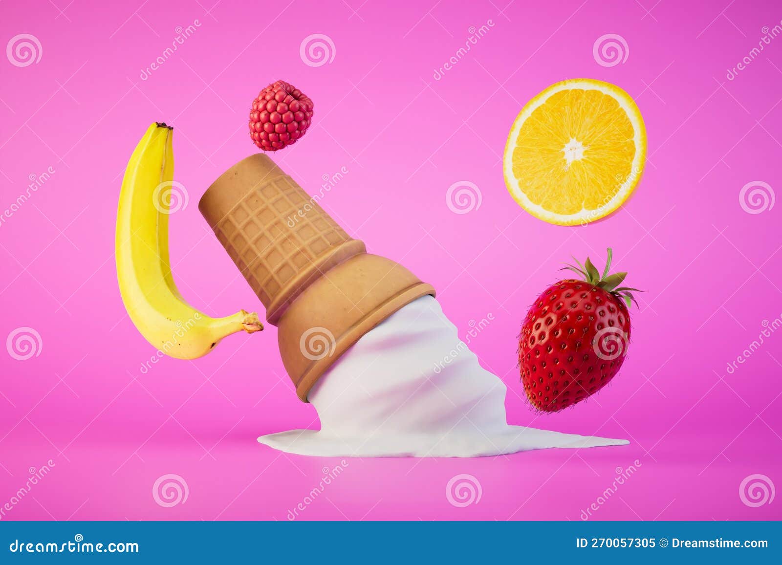 Fallen Ice Cream Cone Minimalistic Line Art Vector Illustration ...