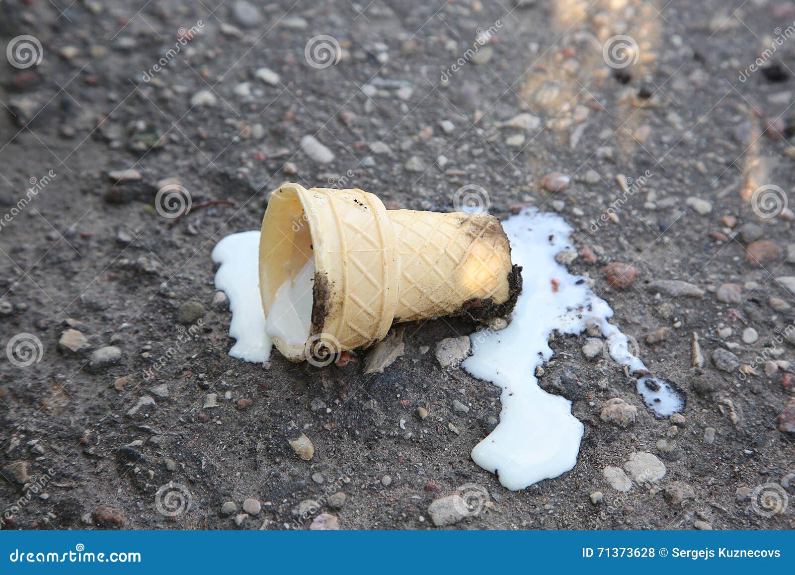 Fallen melted ice cream stock photo. Image of cold, cone - 71373628