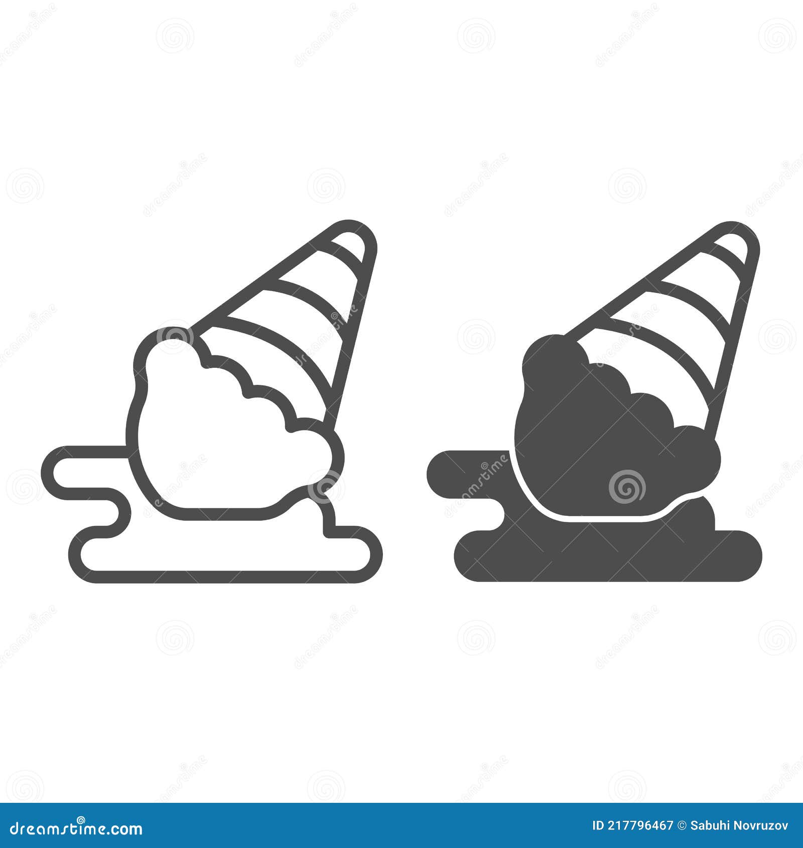 Fallen Ice Cream Cone Minimalistic Line Art Vector Illustration ...