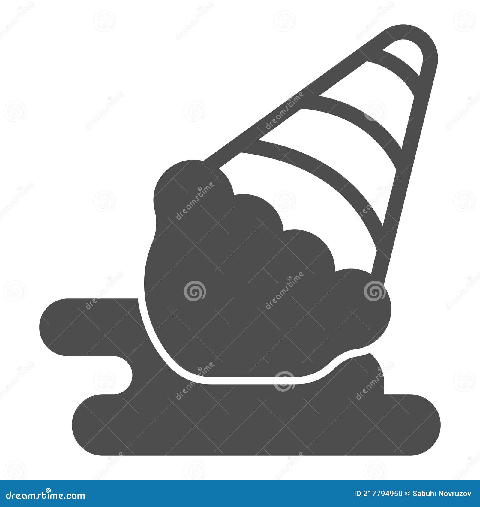 Fallen Ice Cream Cone Minimalistic Line Art Vector Illustration ...