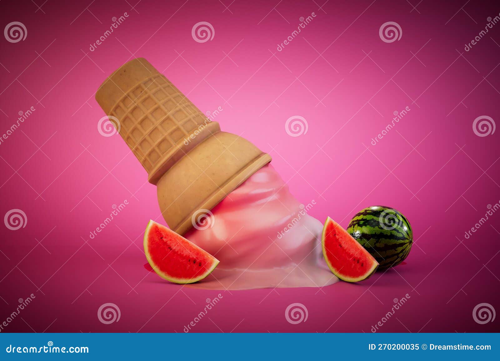 Fallen Ice Cream Cone Minimalistic Line Art Vector Illustration ...