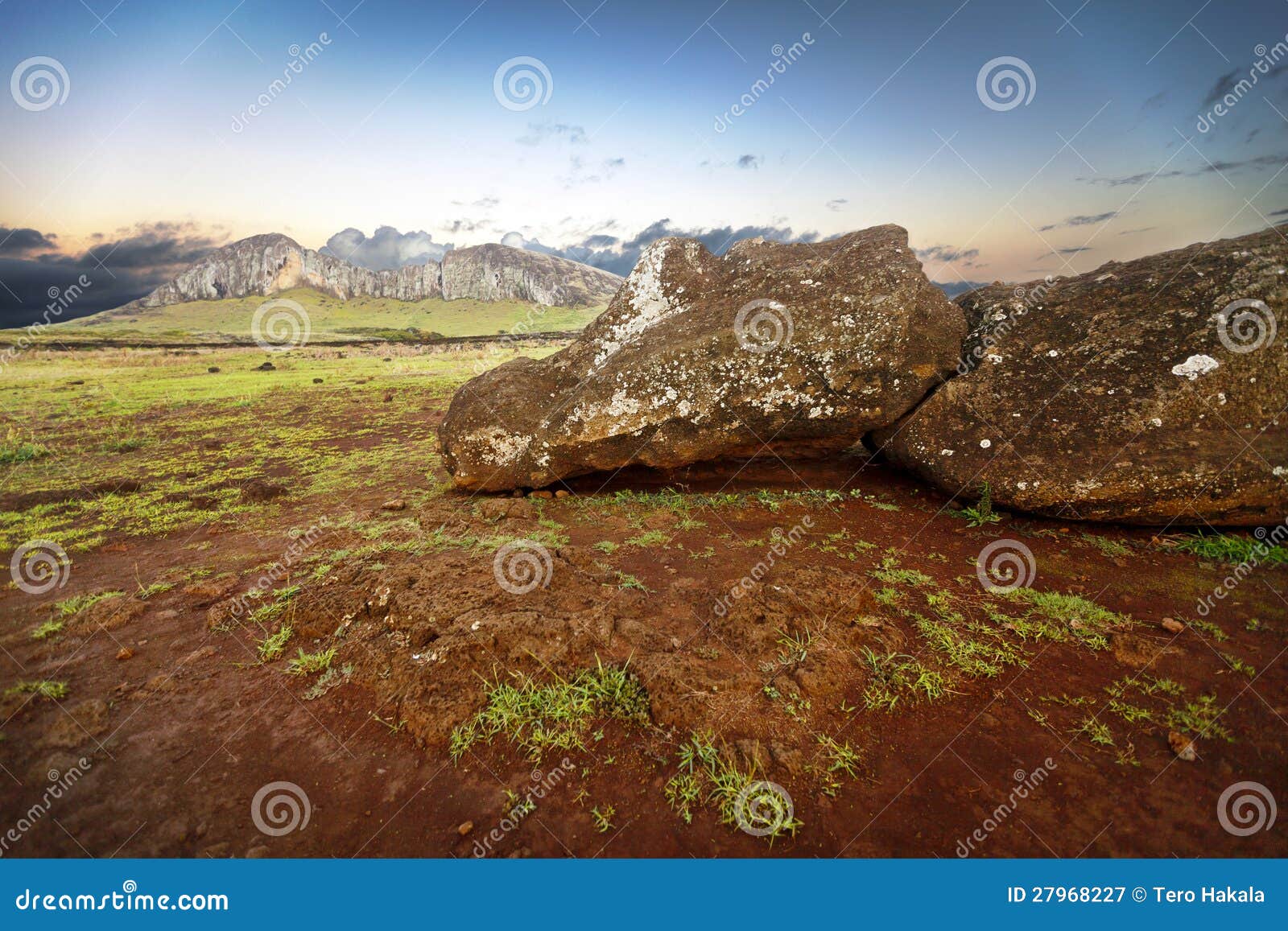 Fallen Moai Statues At Ahu Akahanga - Easter Island, Chile Stock Image ...