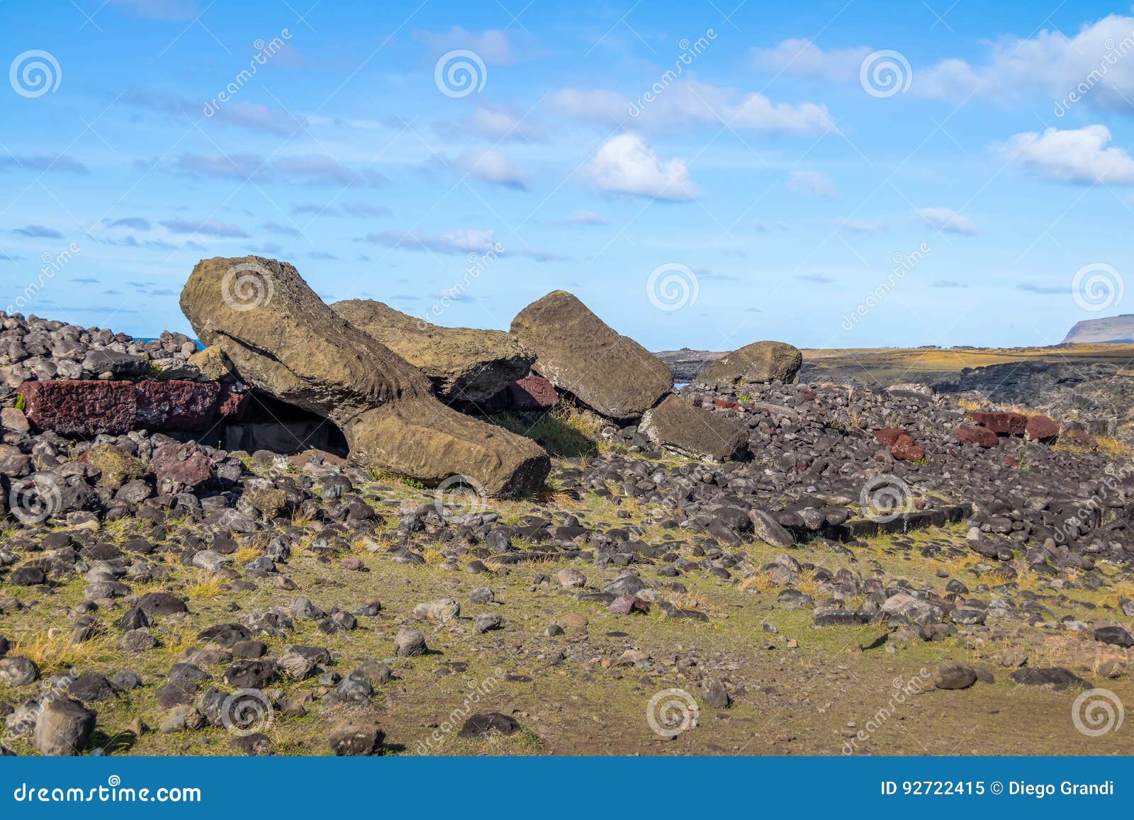 Fallen Moai Statues at Ahu Akahanga - Easter Island, Chile Stock Image ...