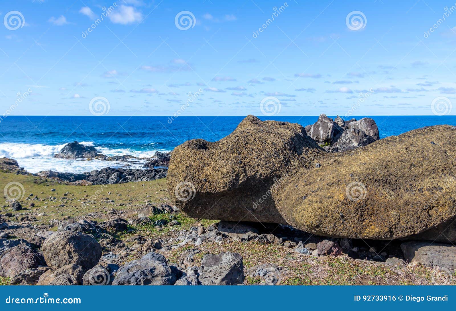 Fallen Moai Statues at Ahu Akahanga - Easter Island, Chile Stock Photo ...
