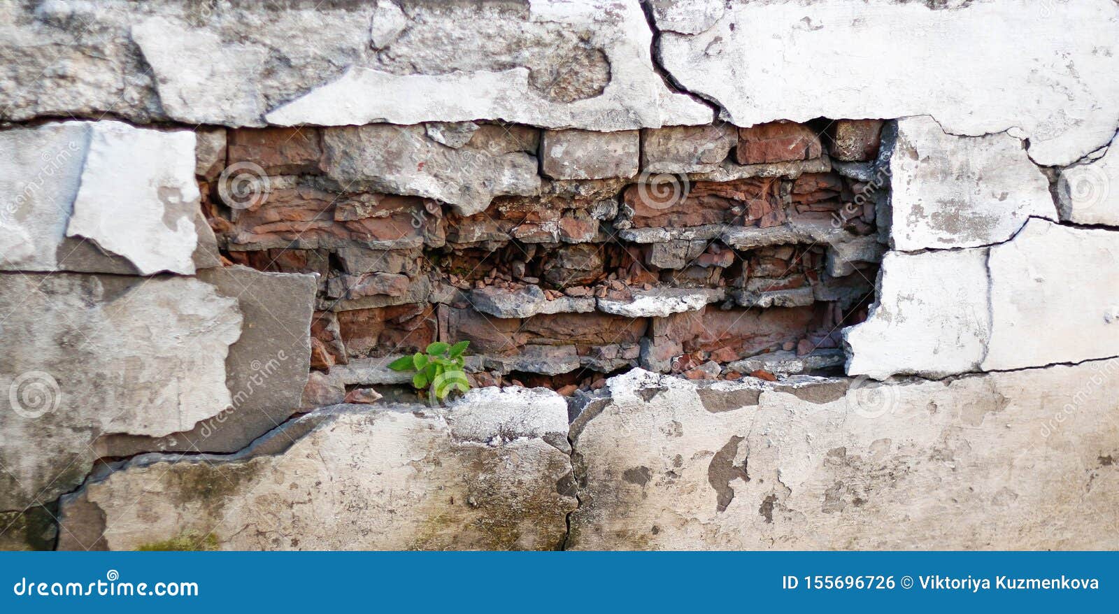 Fallen Off Plaster from a Brick Wall. the Background of the Old ...