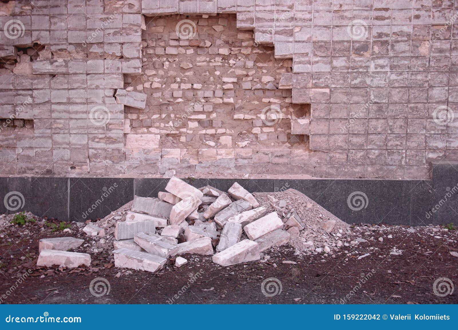 Old Building. an Emergency House in Which Bricks Fall. Stock Photo ...