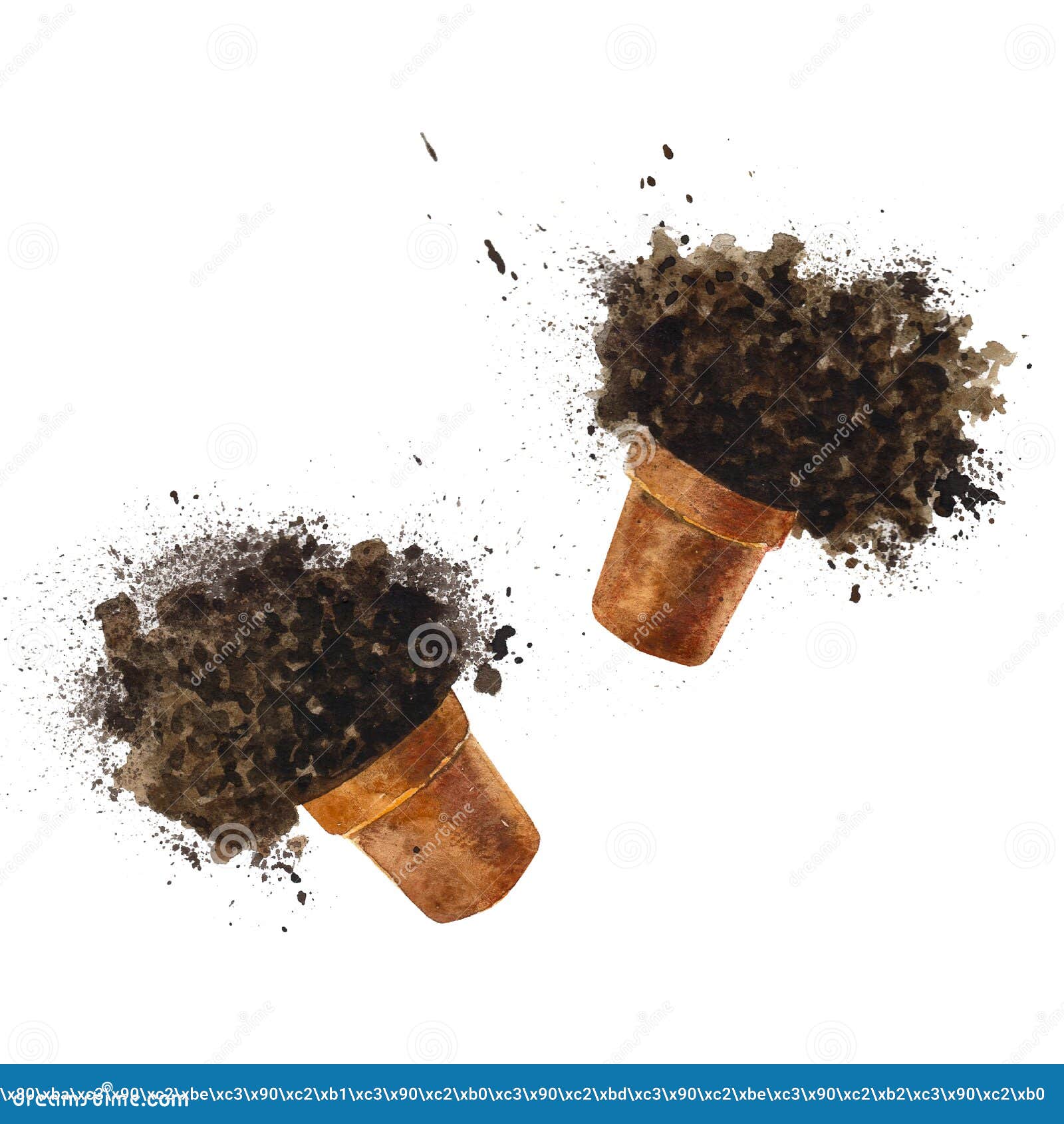 Broken Falling Plant Pot in Top View Isolated on White Background ...