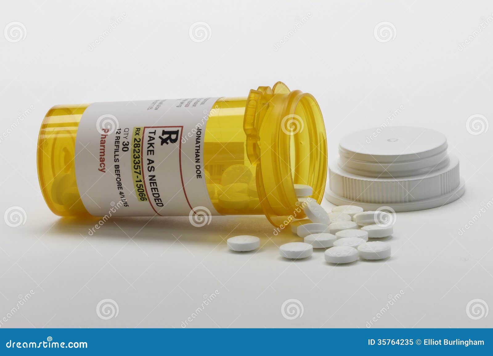 Fallen Prescription Bottle Next To Pills, Horizontal Stock Image ...