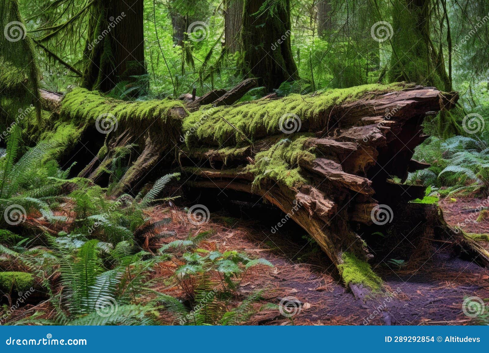 Fallen Redwood Tree Decomposing on Forest Floor Stock Photo - Image of ...