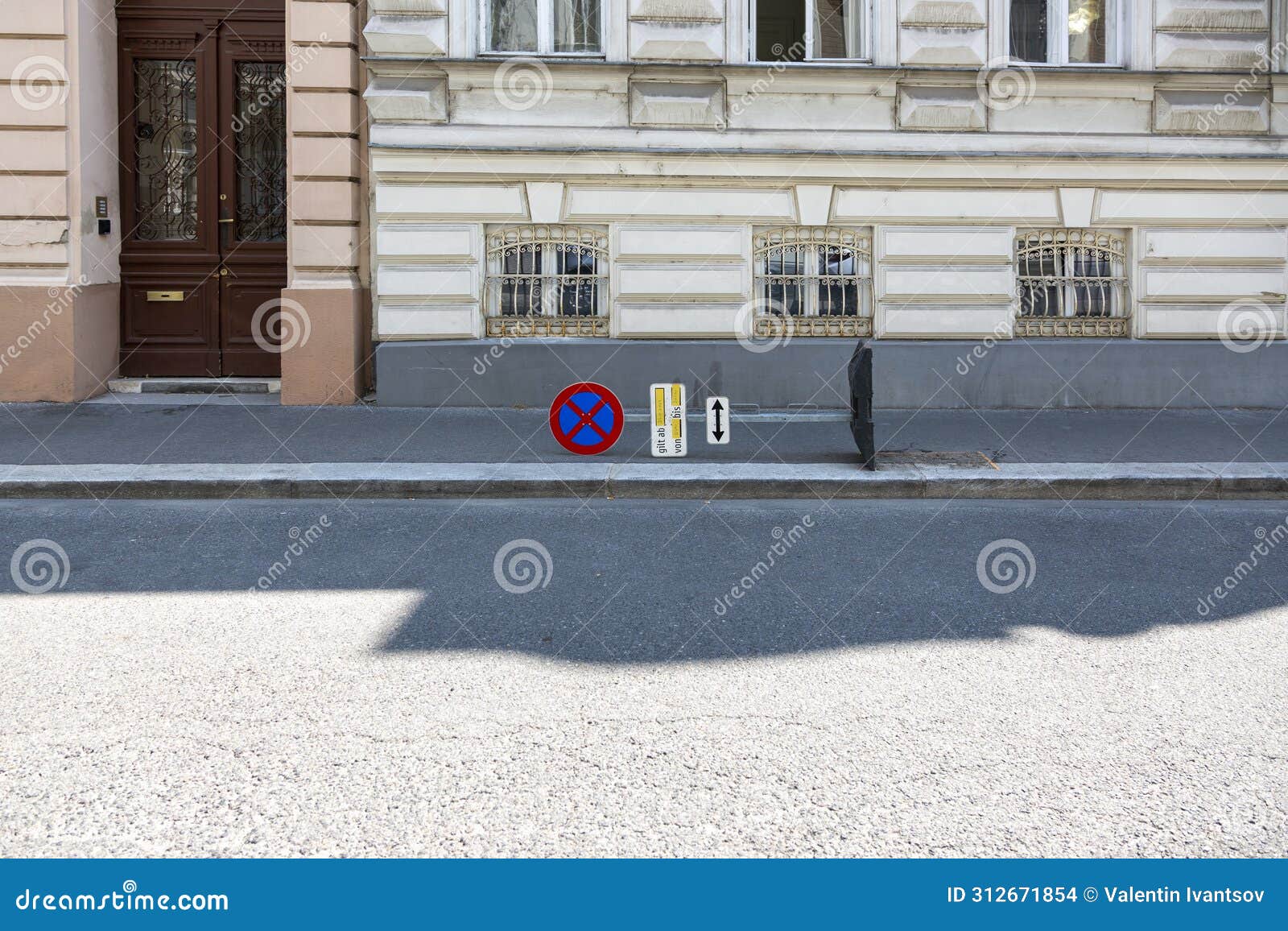 The Fallen Road Sign "Stop is Prohibited Stock Photo - Image of street ...