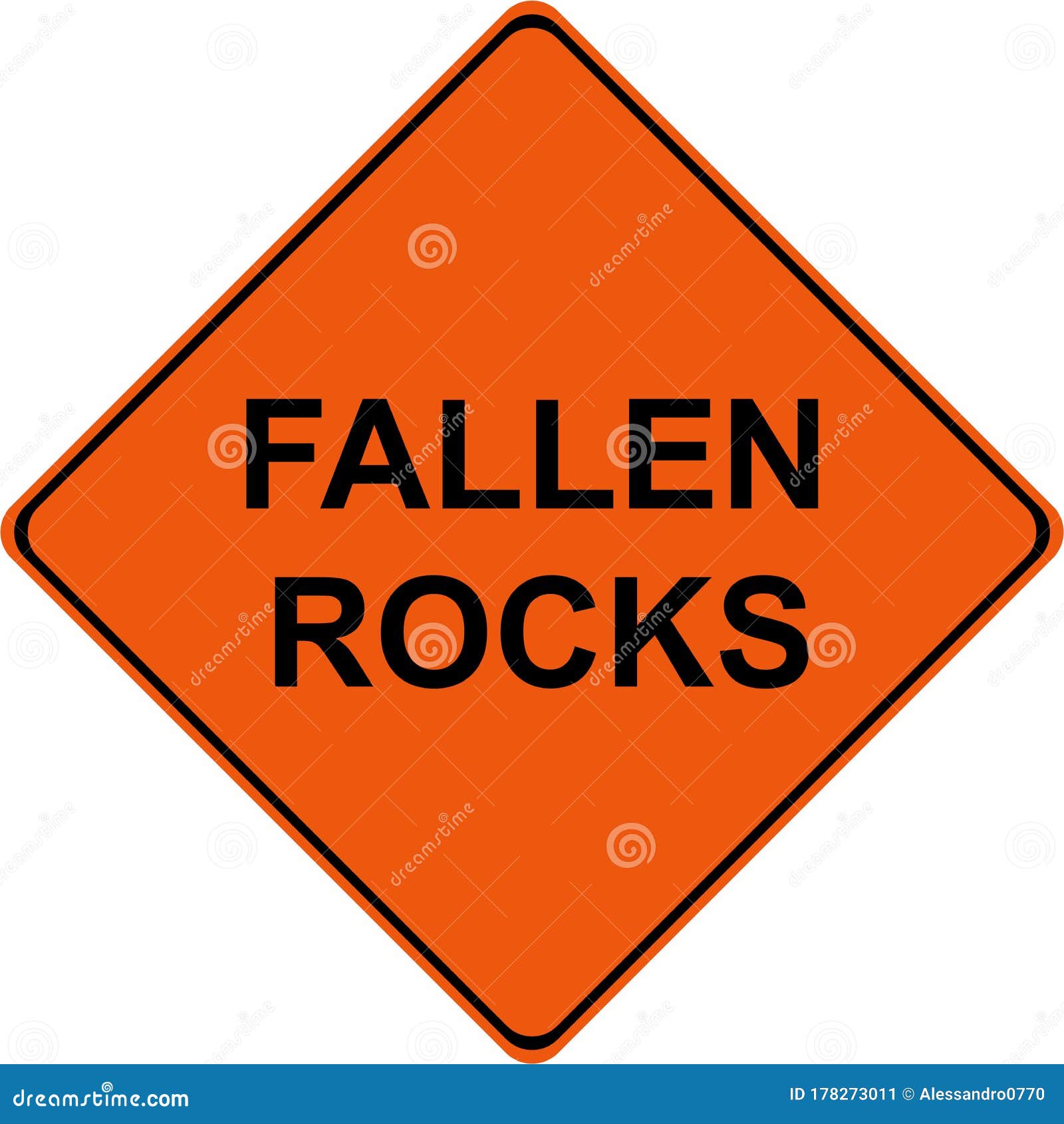 Fallen Rocks warning sign stock illustration. Illustration of risk ...