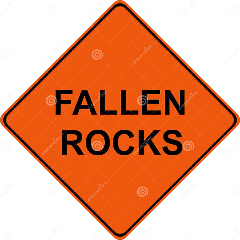 Fallen Rocks warning sign stock illustration. Illustration of risk ...