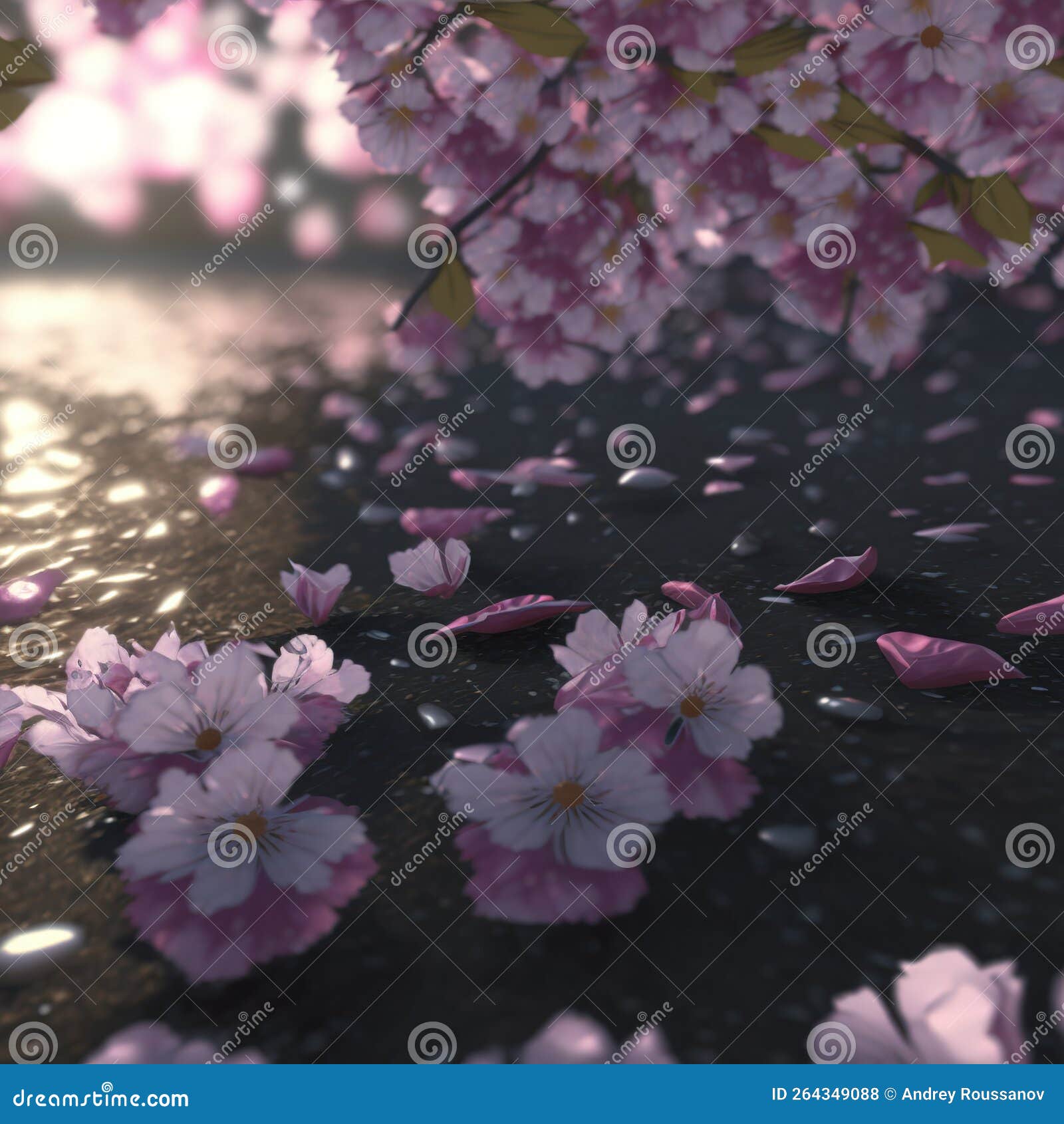 Fallen Sakura Blossoms. AI Render. Stock Illustration - Illustration of ...
