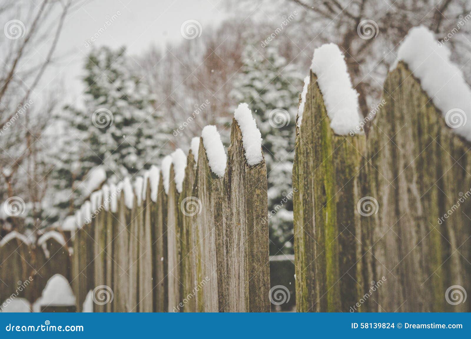 Fallen Snow on a Rustic Fence Stock Photo - Image of rustic, falling ...