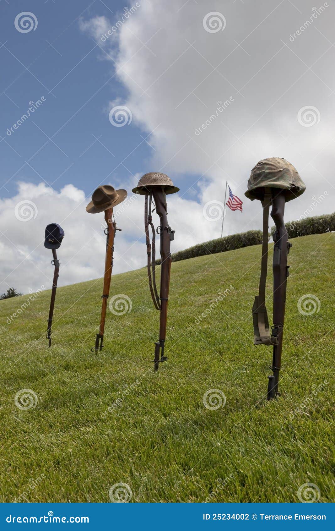 Fallen Soldier Battle Crosses Stock Photo - Image of helmet, brave ...