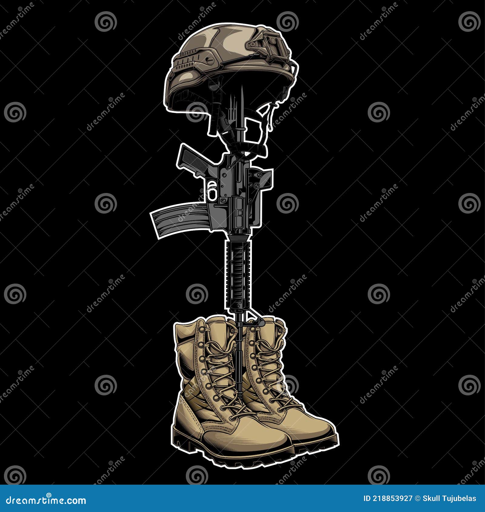 Fallen Soldier Symbol Vector Silhouette Illustration Isolated On White ...