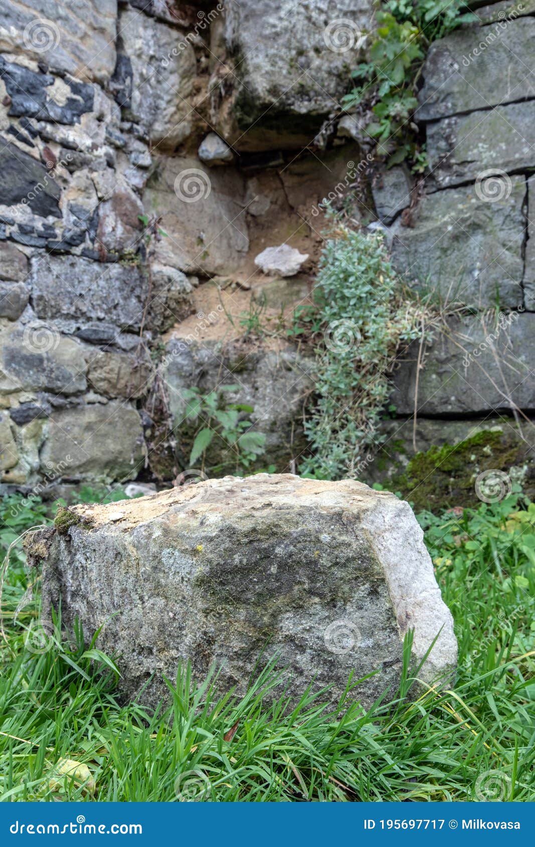 The Fallen Stone from Fortification Wall. Stock Image - Image of castle ...