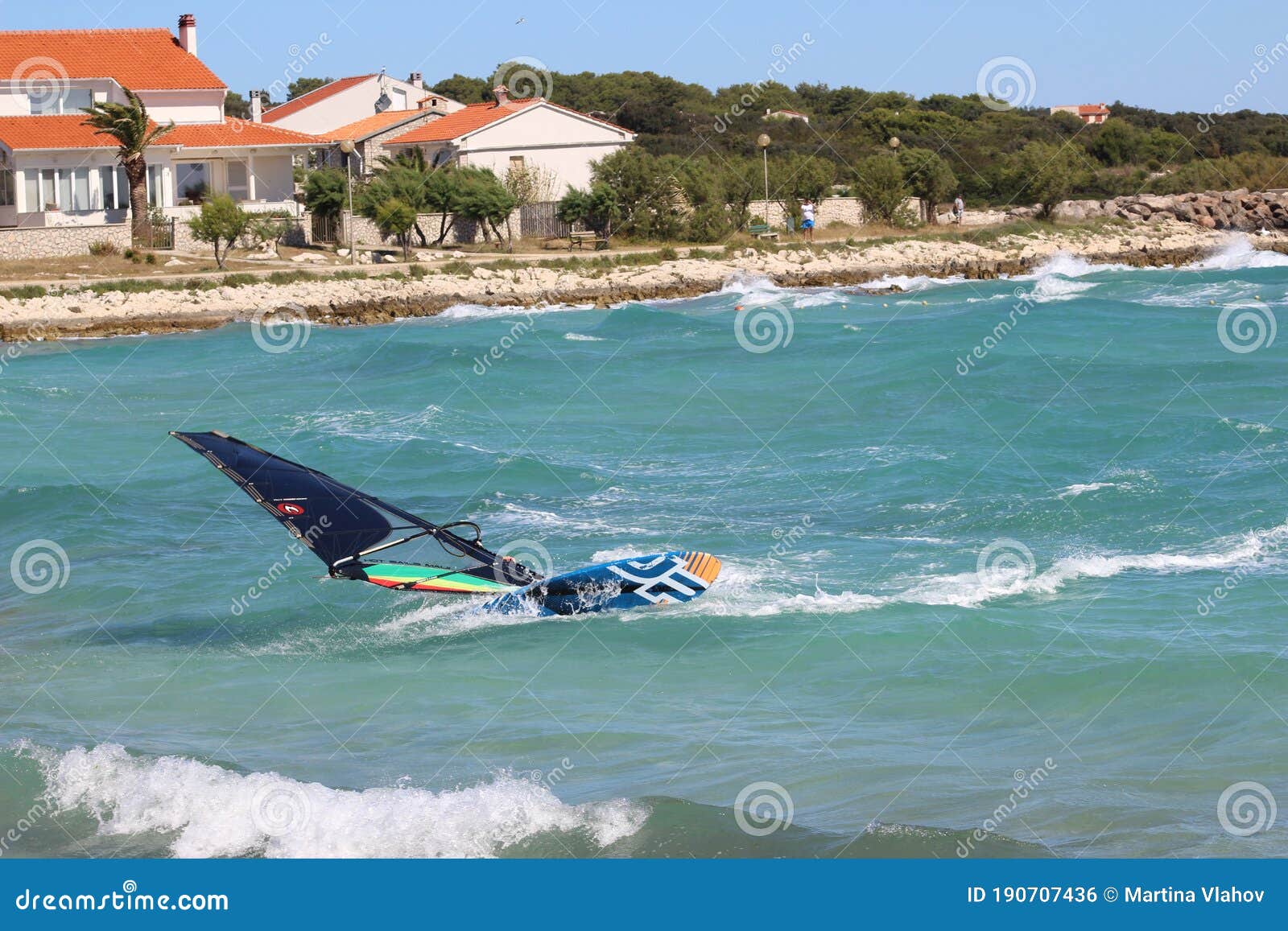Fallen surfer on waves stock photo. Image of foamy, wave - 190707436