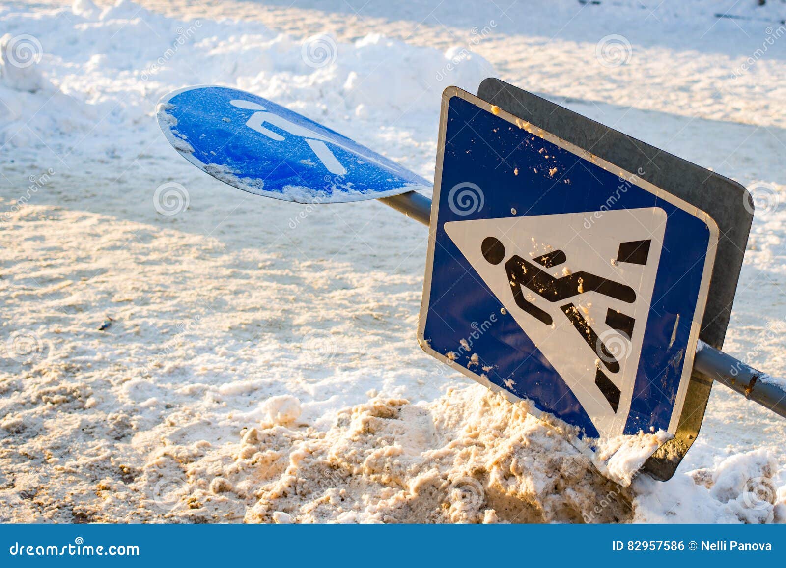 Fallen Traffic Sign Pedestrian Crossing Stock Photo - Image of signal ...