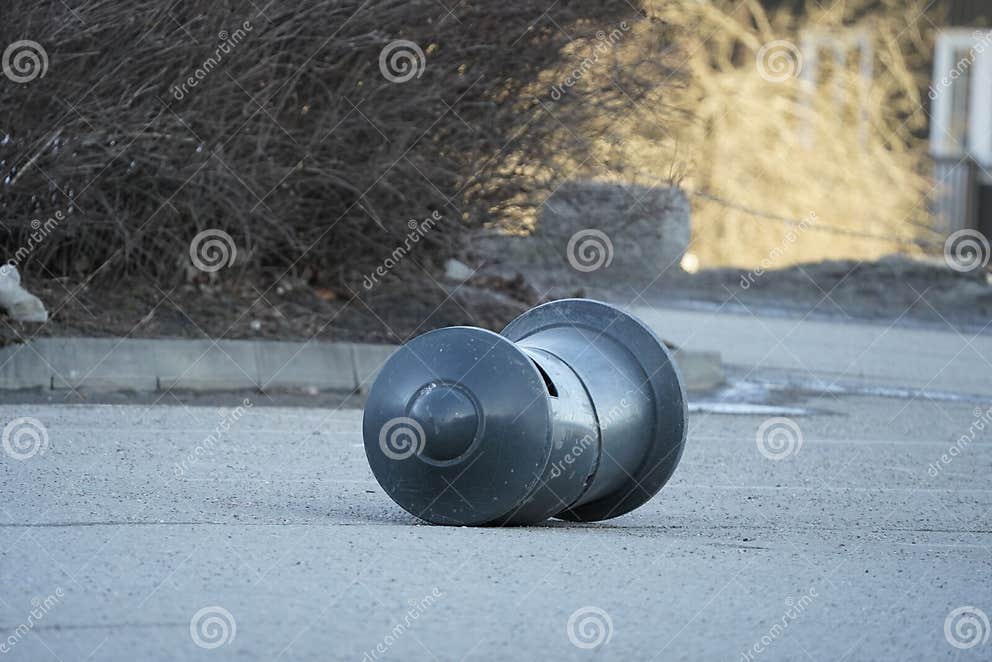 Fallen Trash Can on the Outside Stock Photo - Image of outdoor, design ...