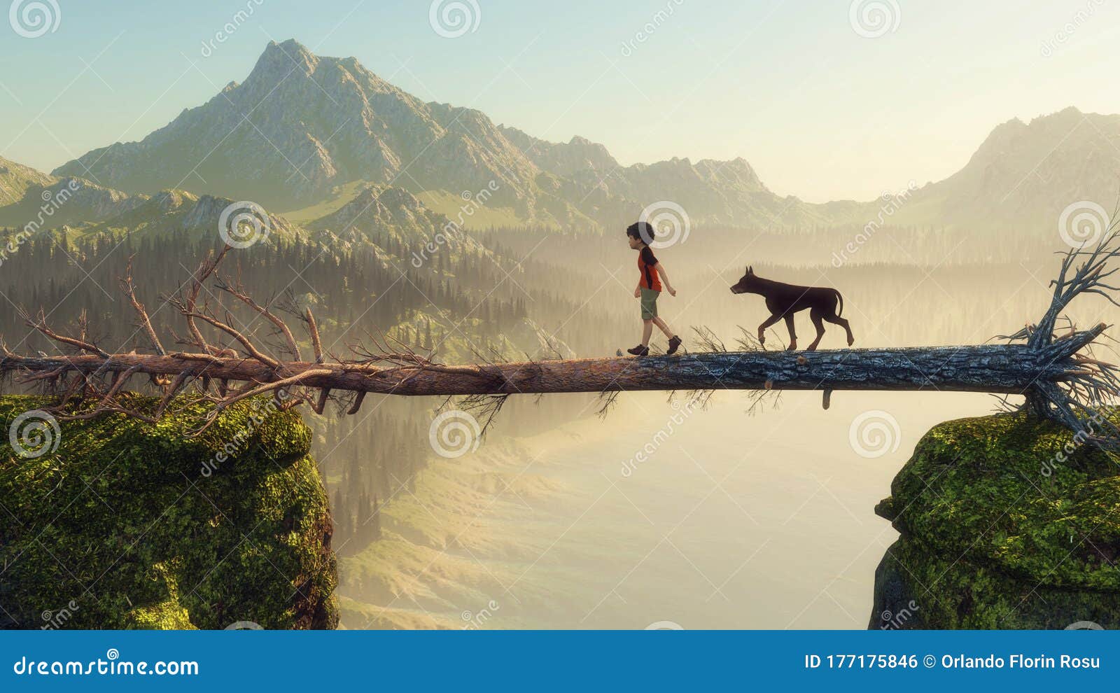 Fallen tree bridge stock illustration. Illustration of nature - 177175846