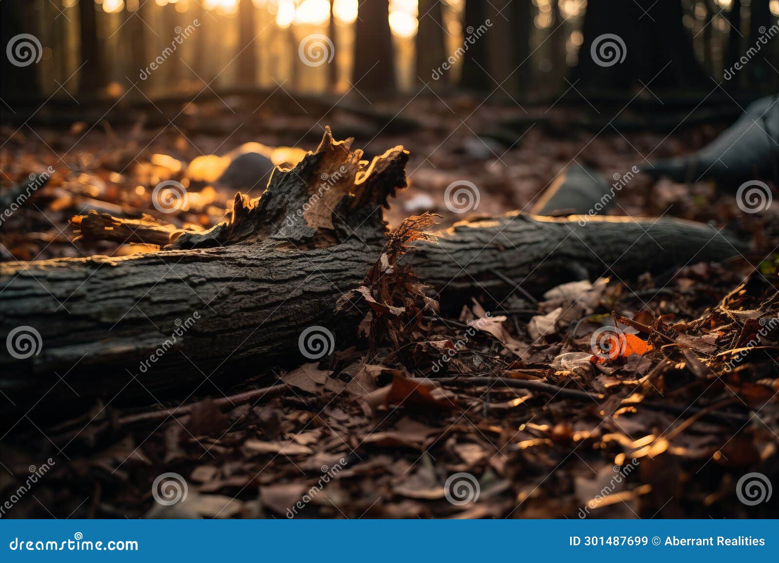 A Fallen Tree Laying on the Ground in a Forest Stock Illustration ...