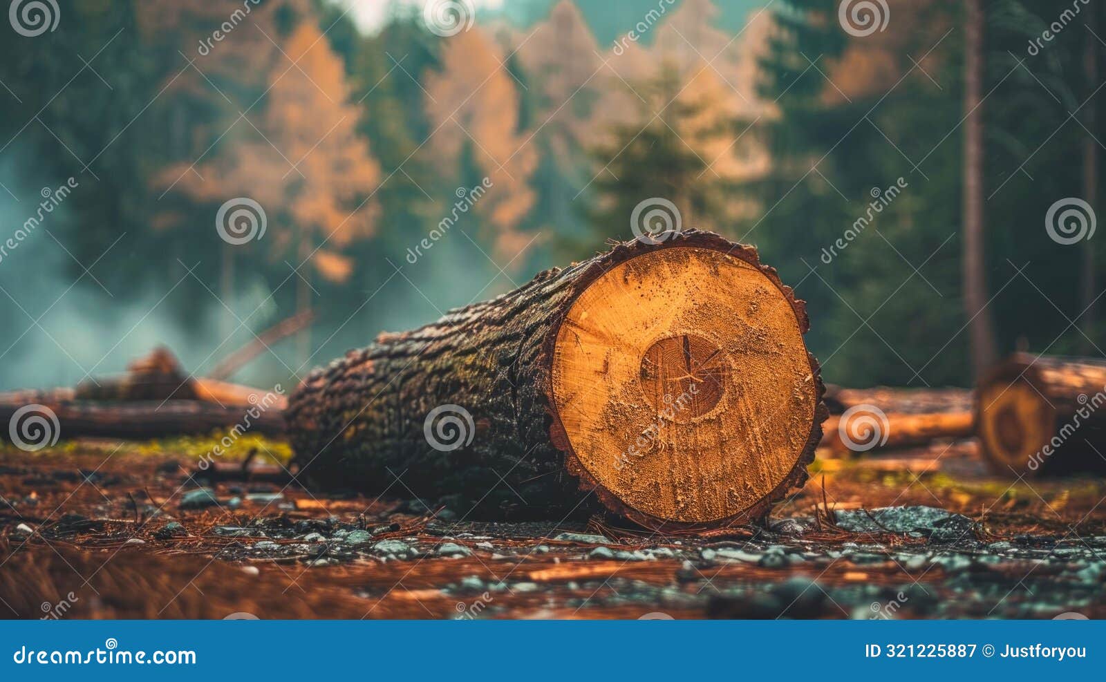 Fallen Tree Log in Forest Clearing. Generative Ai Stock Illustration ...