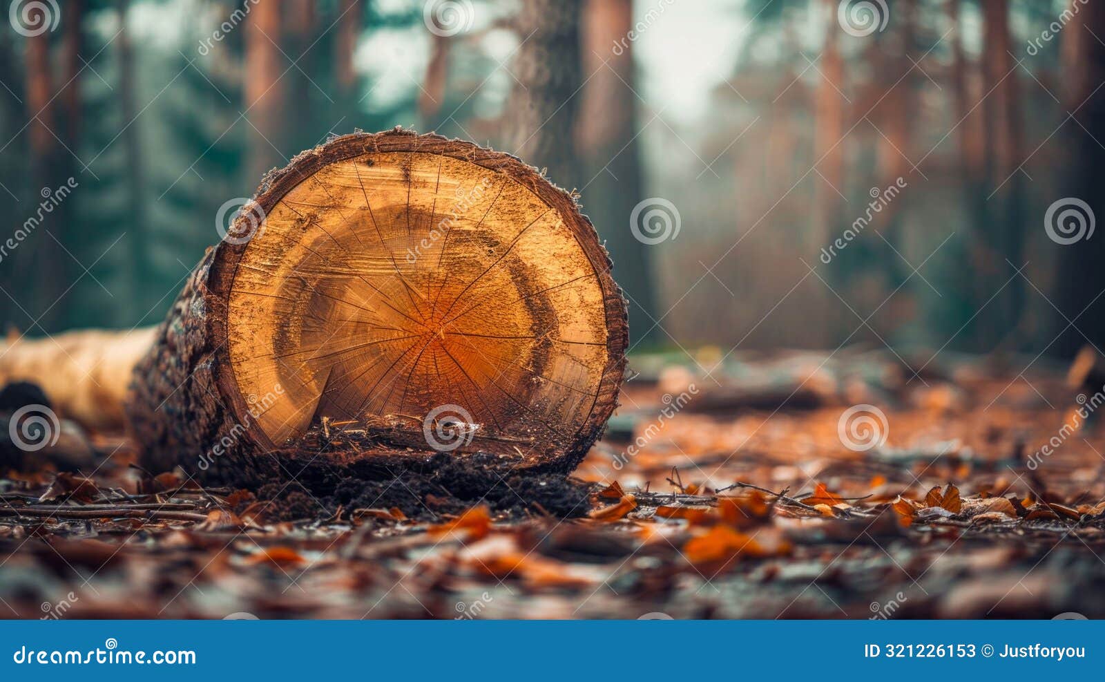 Fallen Tree Log in Forest Clearing. Generative Ai Stock Illustration ...