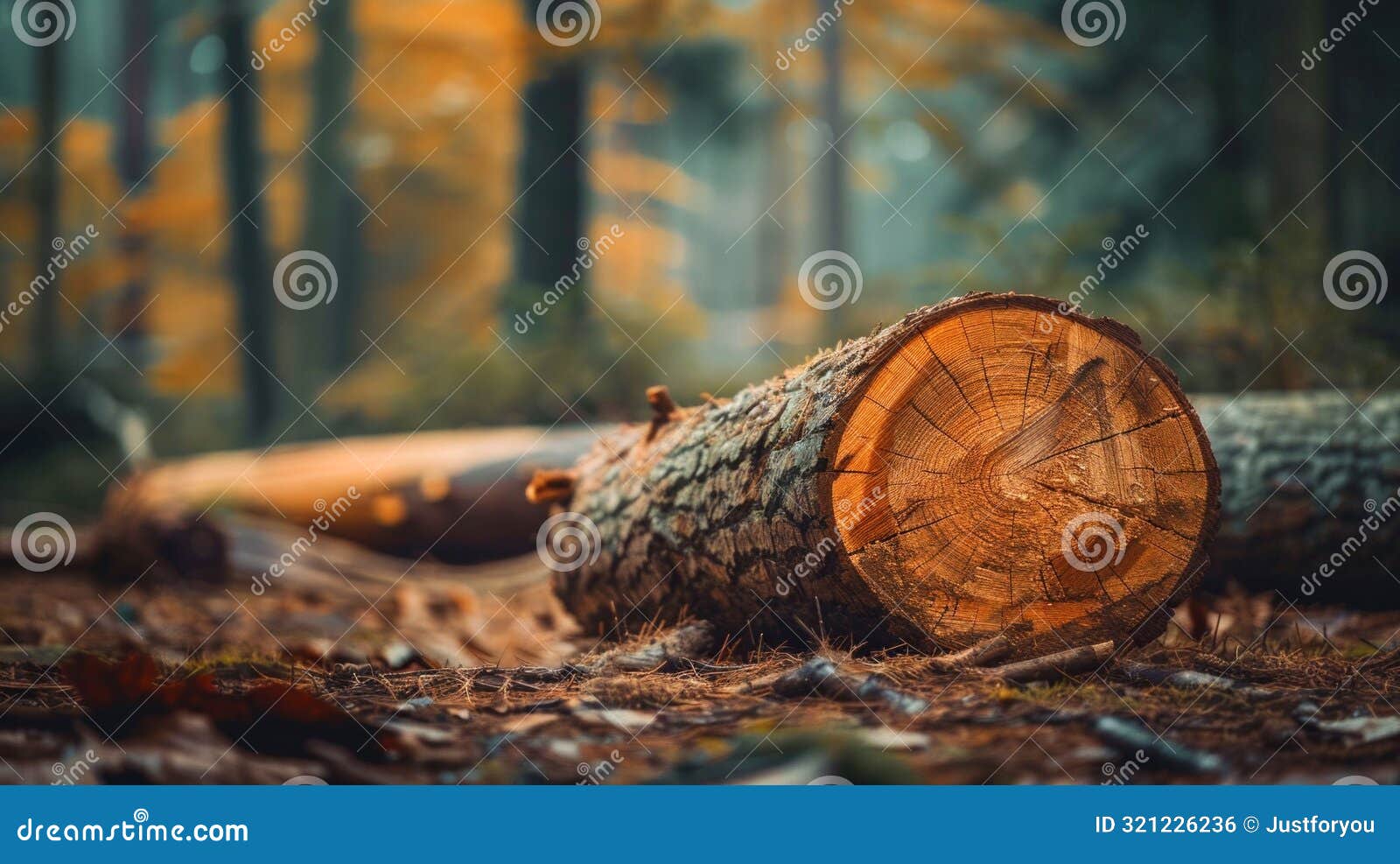 Fallen Tree Log in Forest Clearing. Generative Ai Stock Illustration ...