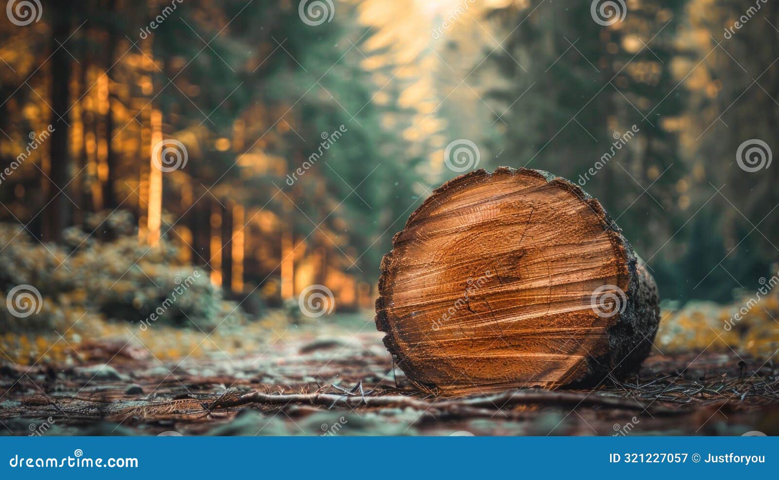 Fallen Tree Log in Forest Clearing. Generative Ai Stock Illustration ...