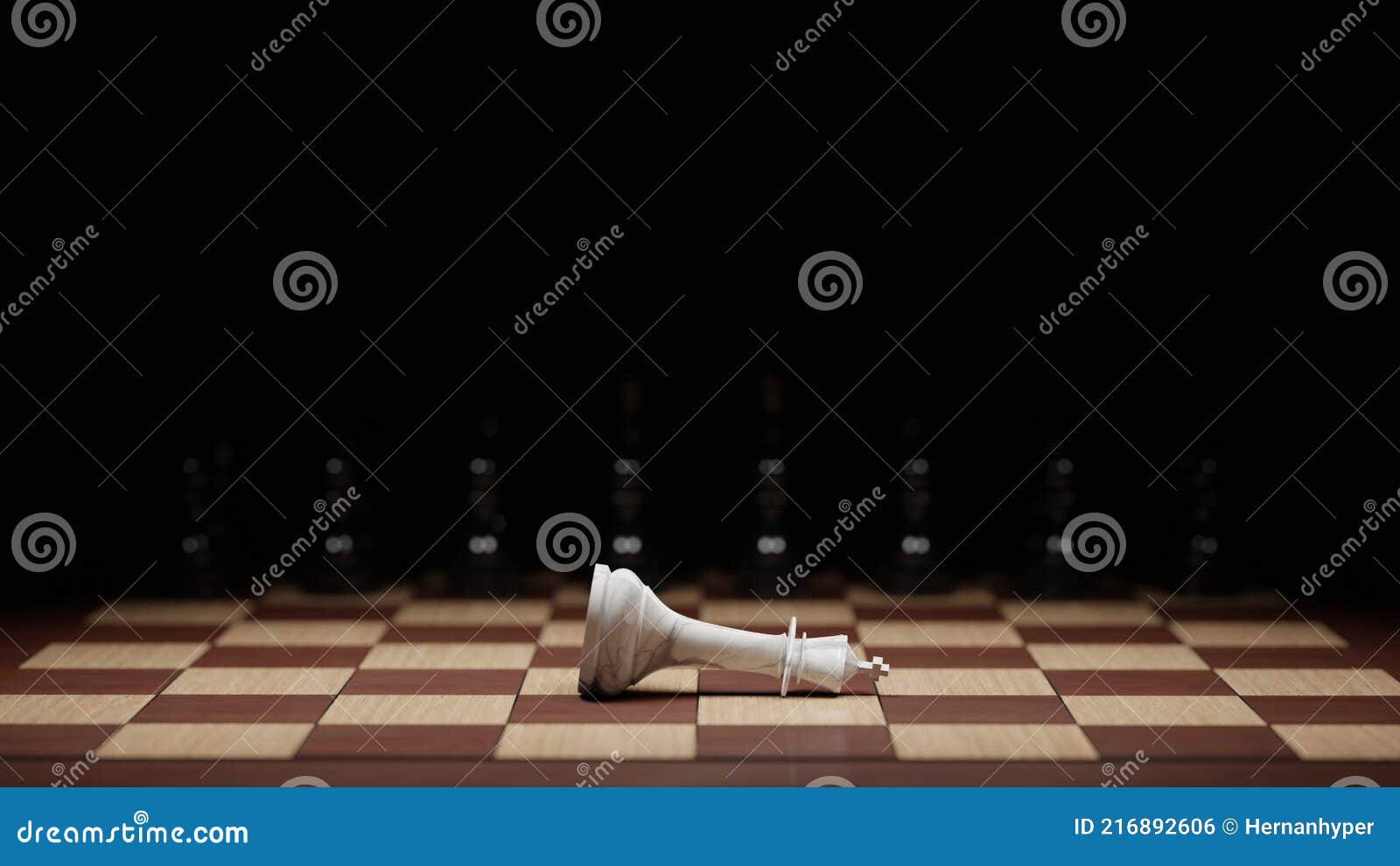 Fallen White Chess King in Front of the Black Opposing Army. Defeat ...